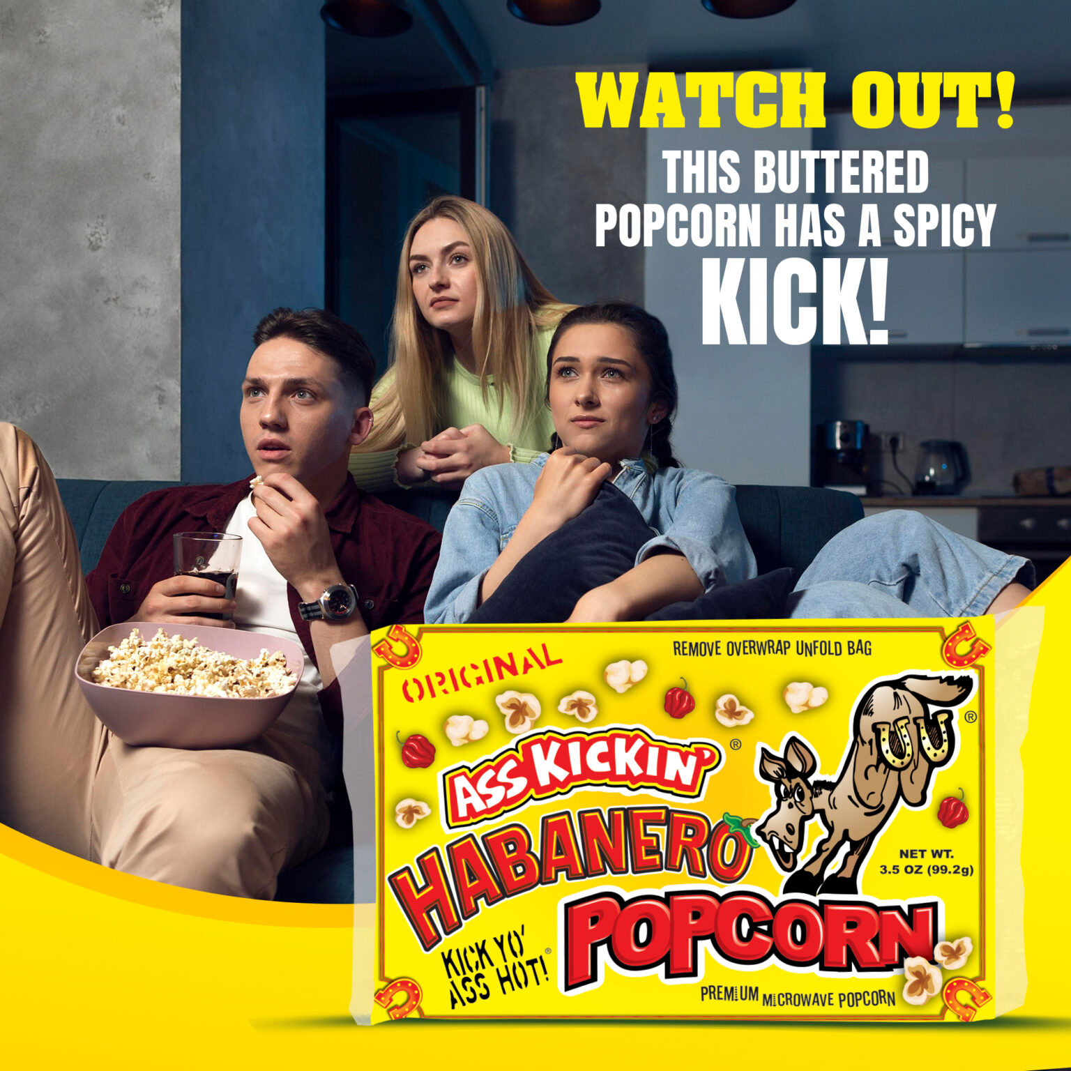 Ass Kickin' Habanero Popcorn 3-Pack - Ass Kickin'